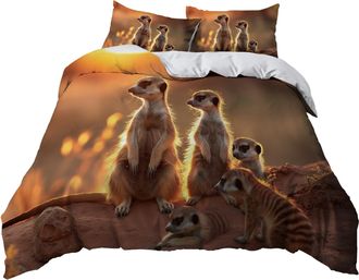 Generic Luxury 135 x 200 cm Bettbezug Set, Erdm&auml;nnchen mit Tiermotiv Ultra Weich & Atmungsaktiv, Hypoallergen, Hotel-Qualit&auml;t Bettw&auml;sche, Braun Bettbezug Idea