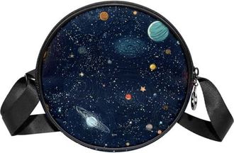 Generic Sac &agrave; bandouli&egrave;re Circle pour femme, Space Star Systems, petit sac &agrave; bandouli&egrave;re avec fermeture &eacute;clair, bretelles r&eacute;glables, sac &agrave; main rond d&eacute;contrac