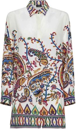 Etro Femme, Robes, Multicolore, Taille: 38 FR Longue Chemise en Soie avec Imprim&eacute; Cachemire Floral Plac&eacute;