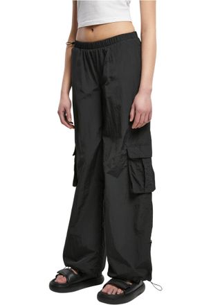Urban Classics Ladies Wide Crinkle Nylon Cargo Pants Frauen Cargohose schwarz M