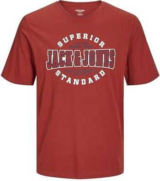 Jack & Jones JJELOGO T-Shirt SS O-Neck 2 COL AW24 SN, Rouge Ocre, XS