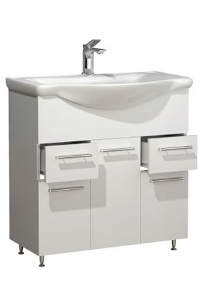 MID.YOU Mid.you Waschtischkombi, Wei&szlig;, Metall, 2-teilig, 2 Schubladen, 75 cm, stehend, Badezimmer, Waschbecken & Armaturen, Waschtische