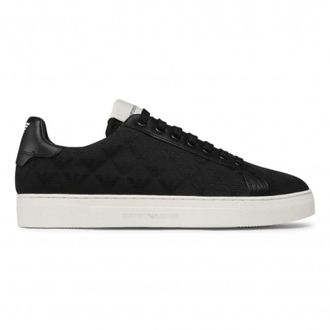 Emporio Armani Homme, Chaussures, Noir, Taille: 42 1/2 EU Baskets en nylon avec aigle jacquard all-over