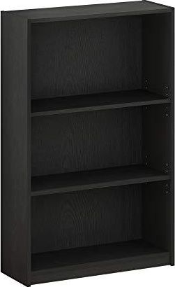 Furinno JAYA Simple Home Bücherregal mit 3 Ebenen und verstellbarem Regal, Schwarzholz, Schwarz