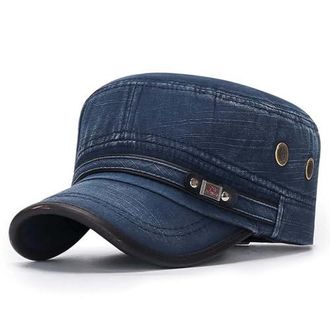 Generic Casquette unisexe en coton lav&eacute; - Chapeau de corps - Dessus plat - Pour hommes et femmes - Casquettes &agrave; visi&egrave;re pour hommes, bleu, S
