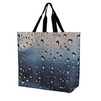 Generic Gouttes De Pluie Sur Le Verre Sac Fourre-Tout Pliable Sacs De Courses D&eacute;contract&eacute; Sac A Main Femmes Pour Gym Shopping Voyage