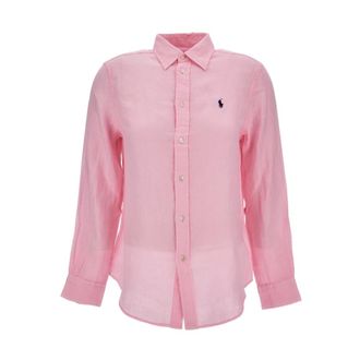 Polo Ralph Lauren Femme, Blouses et Chemises, Rose, Taille: 36 FR Classic Fit Linen Shirt