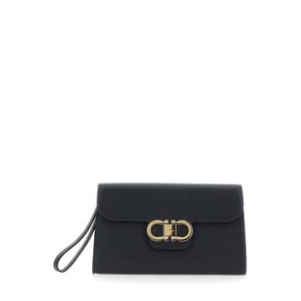 Ferragamo Vara Leder-Pochette - - Bags - Damen - Schwarzk - ONE SIZE