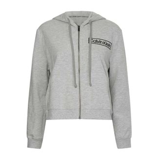Calvin Klein Hoodie mit durchgehendem Rei&szlig;verschluss f&uuml;r Damen, Baumwolle, Lang&auml;rmlig (Grau meliert)