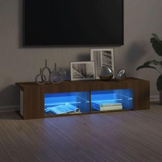 vidaXL Vidaxl - Meuble tv avec lumi&egrave;res led ch&ecirc;ne marron 135x39x30 cm