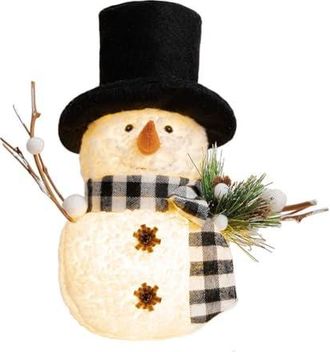 Generic Figurine de bonhomme de neige de Noël avec lumières LED chaudes, décoration de vacances festive pour décoration de la maison, charmante statue de tabl