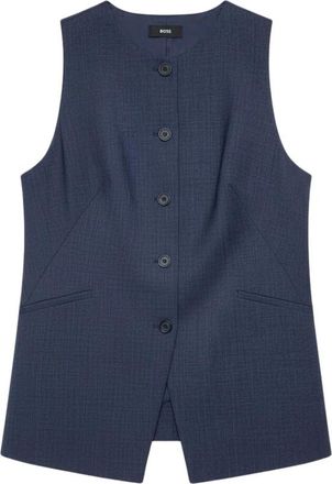 HUGO BOSS Femme, Vestes, Bleu, Taille: 38 FR Wool Vest
