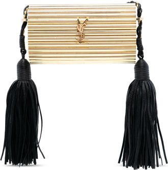 Saint Laurent Hobo Bags - Ribbed Acrylic Lambskin Fringe Monogram Opium Box - Gr. unisize - in Gold - f&uuml;r Damen