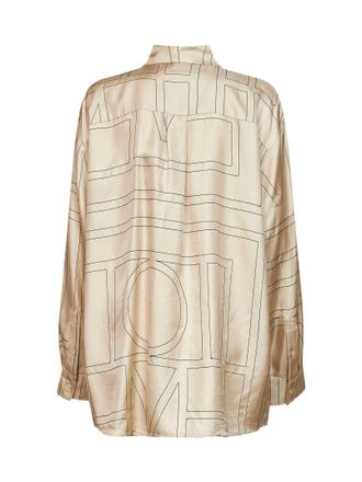 Toteme Womens Shirt Monogram Silk Ivory