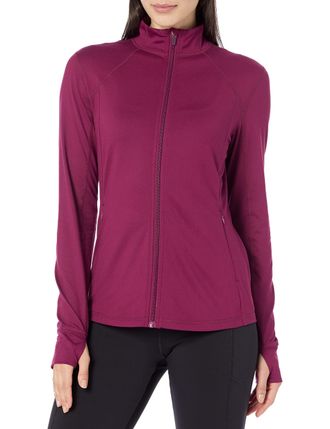 Amazon Essentials Damen Fleecejacke mit durchgehendem Reißverschluss, Gebürsteter Tech-Stretch, Pflaume, 5XL Große Größen (Erhältlich in Übergröße)