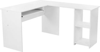 Vasagle Eckschreibtisch, gro&szlig;er Computertisch mit 2 Ablagen und Tastaturauszug, Schreibtisch, 140 x 120 cm, stabiler PC-Tisch, Winkelkombination, B&uuml;rotisch, e