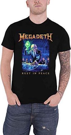 Megadeth T Shirt Rust in Peace Tracklist Band Logo Nouveau Officiel Noir Size L