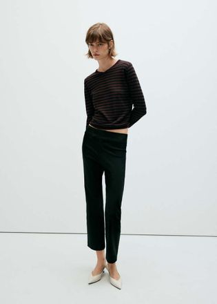 Mango Pull en lyocell &agrave; rayures lie de vin - Femme - XS - MANGO