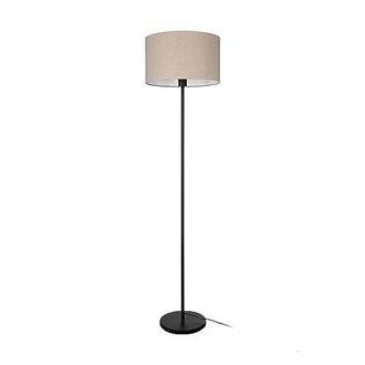 Eglo Lampadaire Feniglia, luminaire int&eacute;rieur &agrave; pied, lampe de salon en m&eacute;tal noir avec abat-jour en lin naturel, &eacute;clairage avec douille E27, 151 cm