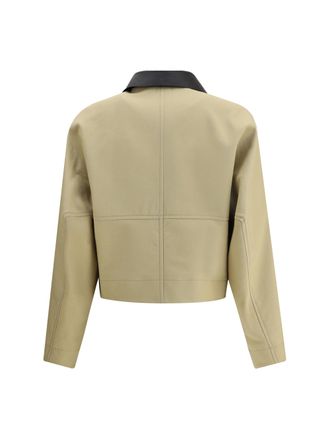 Givenchy Womens Cropped Cotton And Wool Caban Beige Jacket