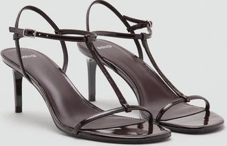 Mango Sandales lani&egrave;re talon chocolat - Femme - 35 - MANGO