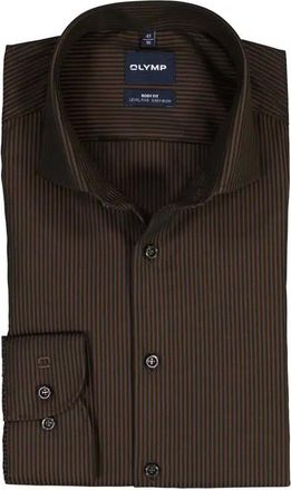 Olymp Herren Hemden braun Baumwoll-Stretch