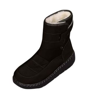 Generic Bottes dhiver pour femme avec doublure en polaire - Confortables - Couleur unie - Chaudes et &eacute;paisses - Chaussures de neige &agrave; enfiler - Chaussures de 