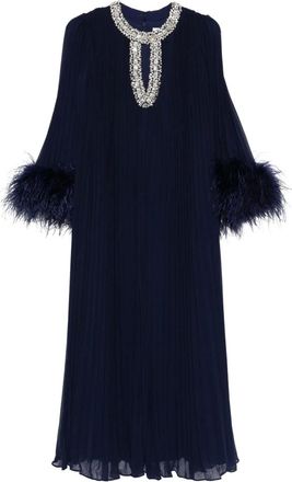 Self Portrait Femme, Robes, Bleu, Taille: 34 FR Pleated Chiffon Midi Dress