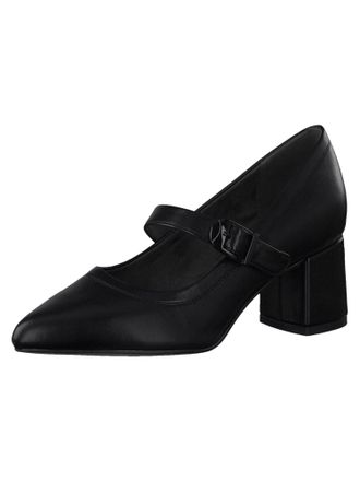 Jana Damen Pumps mit Riemen Lack Spitz Weite H Mehrweite, Schwarz (Black), 38 EU