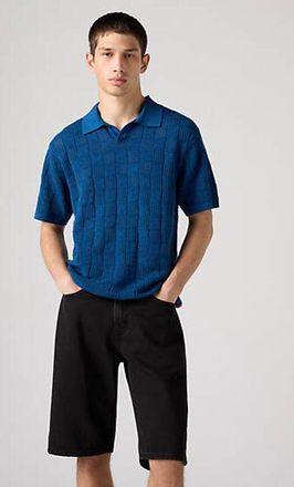 Levi's Open Collar Sweater Polo - Homme - Bleu / Crochet Check Indigo - XL