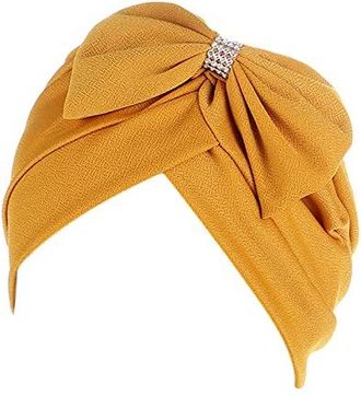 Generic Turban ethnique enveloppant un noeud - Chapeau tress&eacute; - Bandeau large - Tissu extensible pour femme, jaune, Taille unique