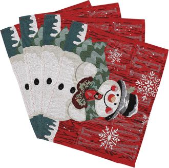 Soimiss Ciieeo 4 St&uuml;ck Weihnachts Tischset Schneemann aus Strapazierf&auml;higem Baumwoll Leinen Bestickte Platzsets f&uuml;r Haushalt Party und Festliche Tischdekorati