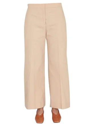 Jil Sander Wide Leg Cotton Trousers - Beige