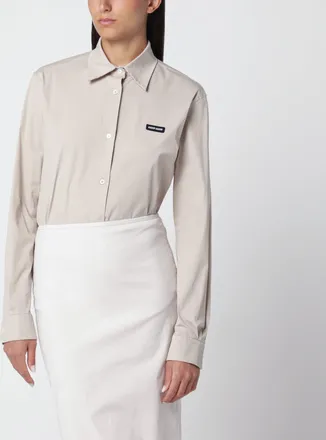 Miu Miu Hemd aus Stretch-Popeline, Kreide