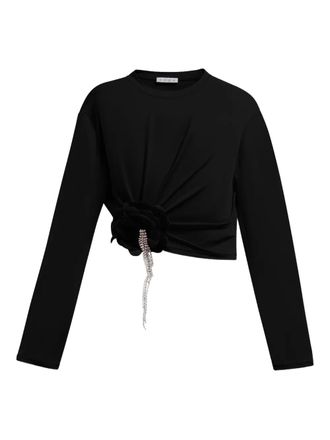 Area haut drapé à fleurs en cristal - Noir