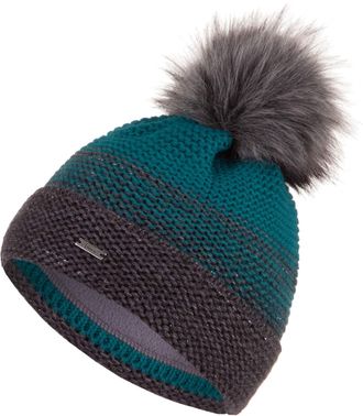 Faera M&uuml;tze Damen Winterm&uuml;tze warm gef&uuml;ttert mit Fleecefutter Kunstfell Bommelm&uuml;tze Winter Herbst Bommel Strickm&uuml;tze Beanie 60, Farbe:Petrol