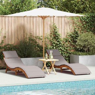 vidaXL Vidaxl - Chaise longue 2 pcs Taupe 184 x 55 x 64cm Bois dacacia massif
