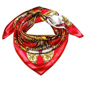 Lorenzo Cana Foulard pour la femme - écharpe de 100% soie pour le printemps et l´été, carré avec les mesures de 90 x 90 cm - une sensation de luxe en rouge rose ja