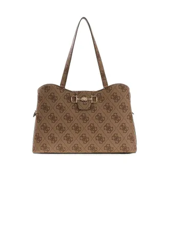 Guess Logo-Print Polyurethane Tote Bag - Beige