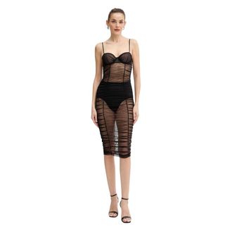 Guess Mary Mesh Nachtkleid - - Dresses - Damen - Schwarzk - XS