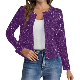 Generic Vestes &Agrave; Paillettes Scintillantes pour Femmes Blazer &Agrave; Sequins &Agrave; Manches Longues Ouvert sur Le Devant Cardigan Manteau Bol&eacute;ro &Agrave; Sequins Brillants Tend