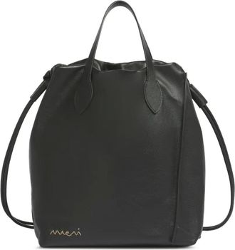 Marni scrunched leather backpack - Noir