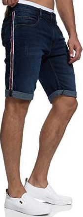 Indicode Hommes Fife Jeans Shorts | Pantalon Court en Jean à 5 Poches Dark Blue XXL