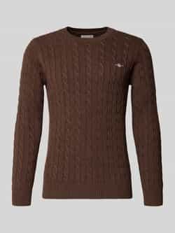 GANT Strickpullover mit Zopfmuster und Label-Stitching