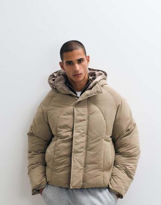 Asos doudoune oversize taupe-Ch&acirc;tain