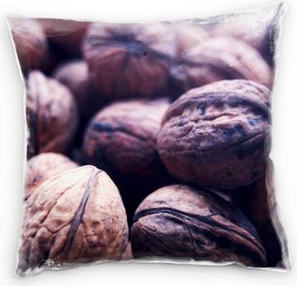 Paul Sinus Art Macro, Walnüsse, Früchte, braun Deko Kissen 40x40cm für Couch Sofa Lounge Zierkissen - Dekoration zum Wohlfühlen
