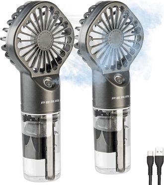 Pearl Handventilatoren: 2er Set Akku-Taschenventilator m. Nebelsprühfunktion,20 ml-Wassertank (Handventilator Mini, Mini-Ventilator-Luftbefeuchter, Tischven