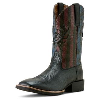Ariat Homme Sport Liberty Antler Wide Square Toe Cowboy Boot Botte de Western, Imprim&eacute; Hippopotame Noir, 41 EU
