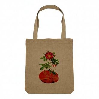 Fabulous Sac Shopping Tote Bag Aspect Lin - Renard Floral Botanique Collage Nature Fleurs Vintage Illustration Rose Streetwear Zoomer - Sac de Courses Toile Ep