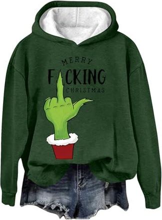 Generic Le Grinch Sweat Femme A Capuche The Vêtements Pulls Christmas Noel Moche Vetement Deguisement Pilou Hiver De Adulte Costume Plaid Polaire Femmes Noël 